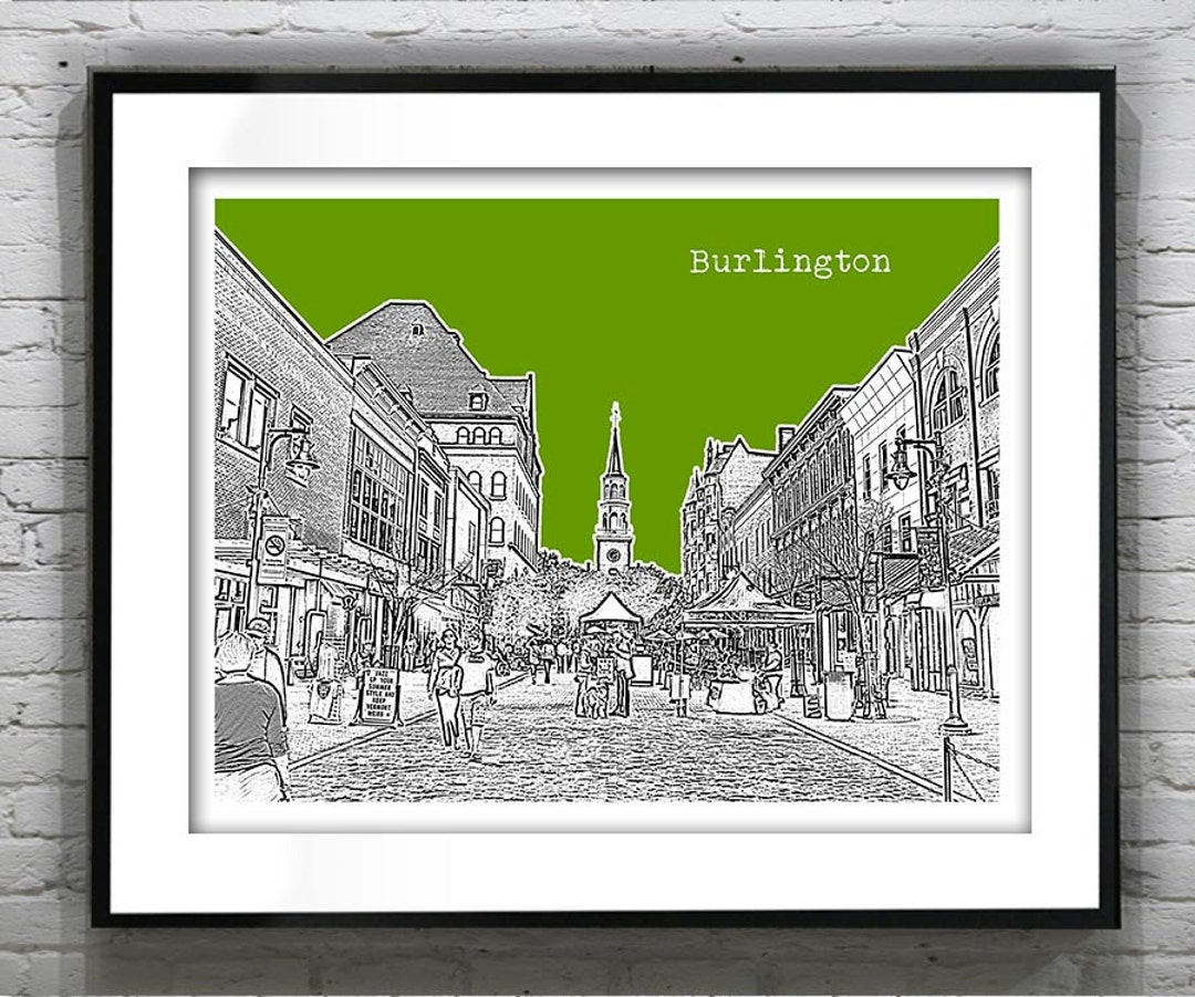 Burlington Vermont Skyline Art Print Poster Original Church Street Item ...