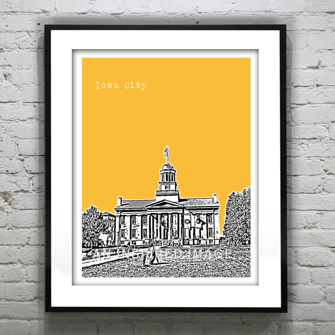 Iowa City Poster Art Skyline Print Iowa IA Item T4589 - Etsy