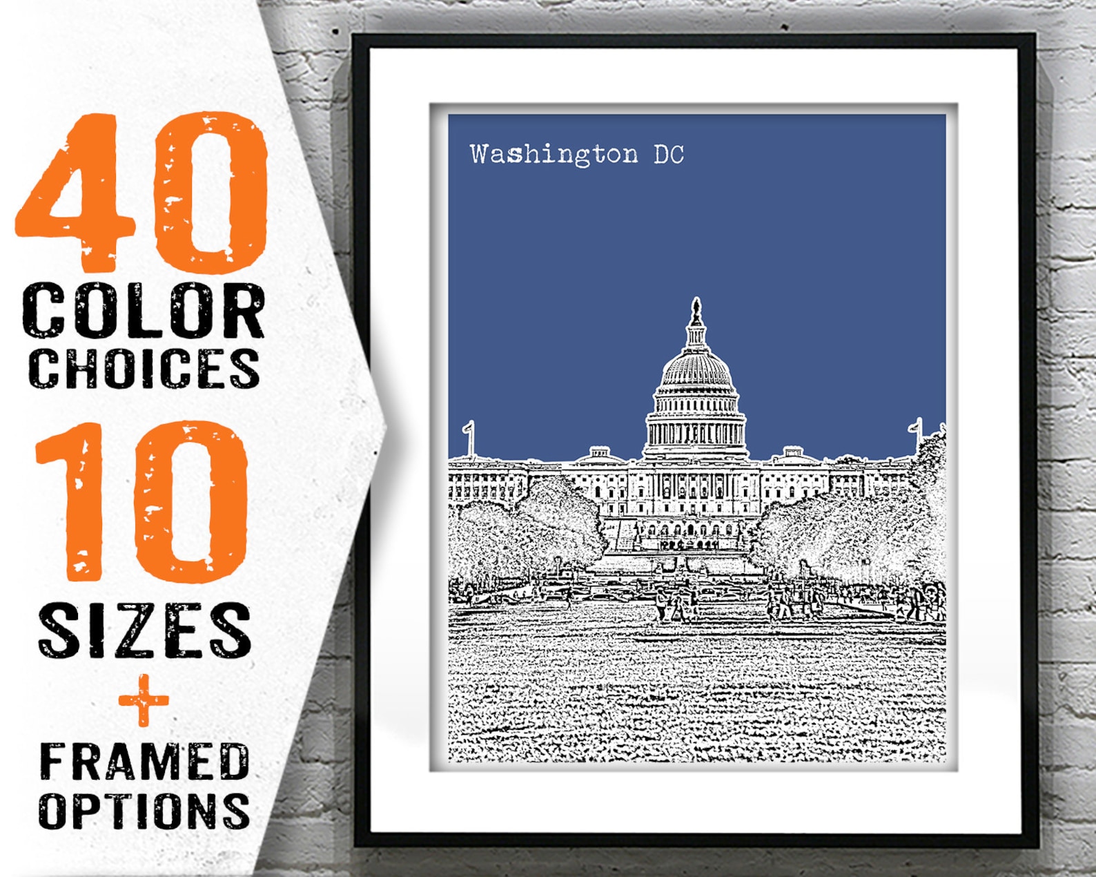 Washington DC Skyline Poster Art Print Capitol Building Item - Etsy