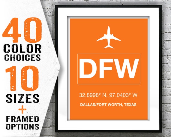 DFW Dallas Fort Worth International Airport Aviation Poster | Etsy