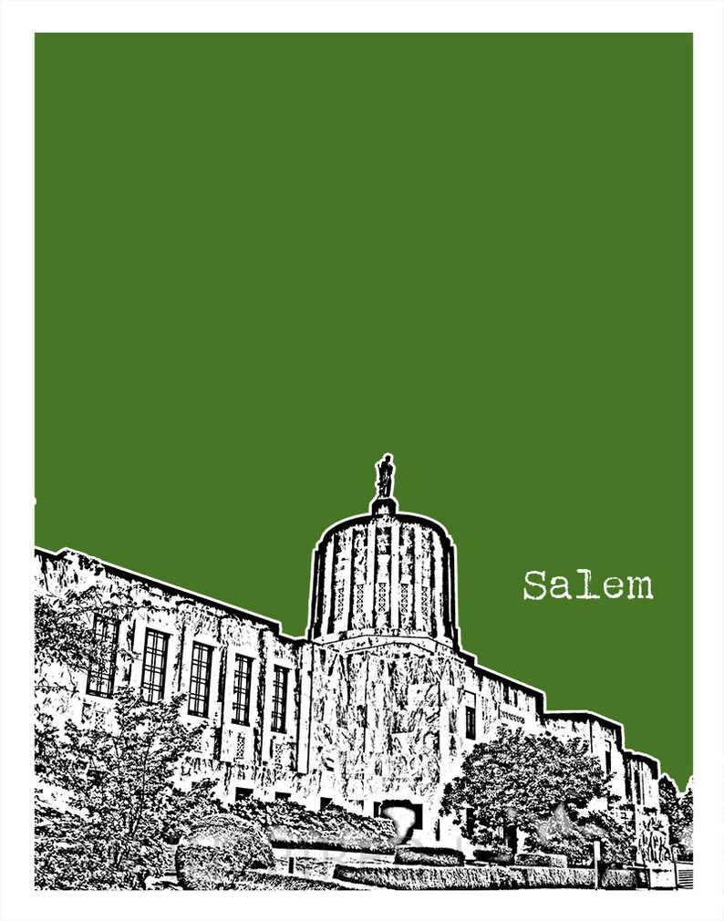 Salem Oregon Poster Print Art Skyline State Capital Item T4346 - Etsy