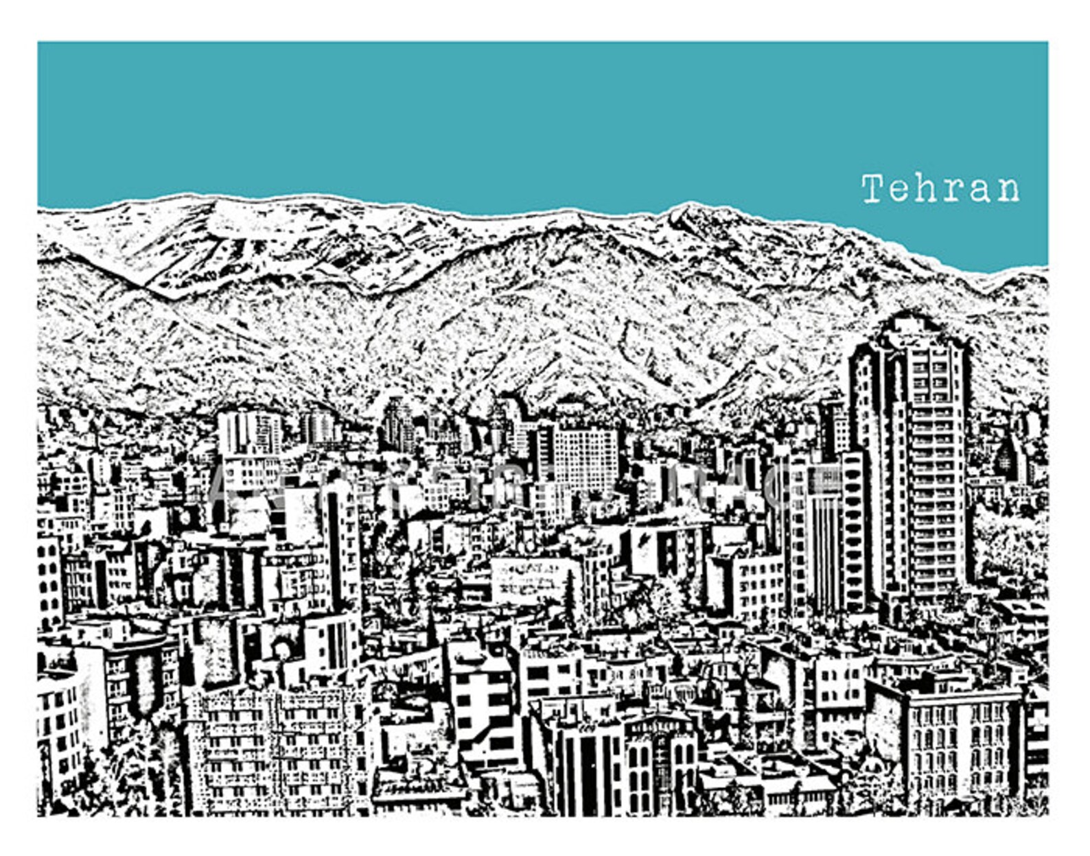Tehran Poster Art Print City Skyline Tehran Province Iran Item - Etsy