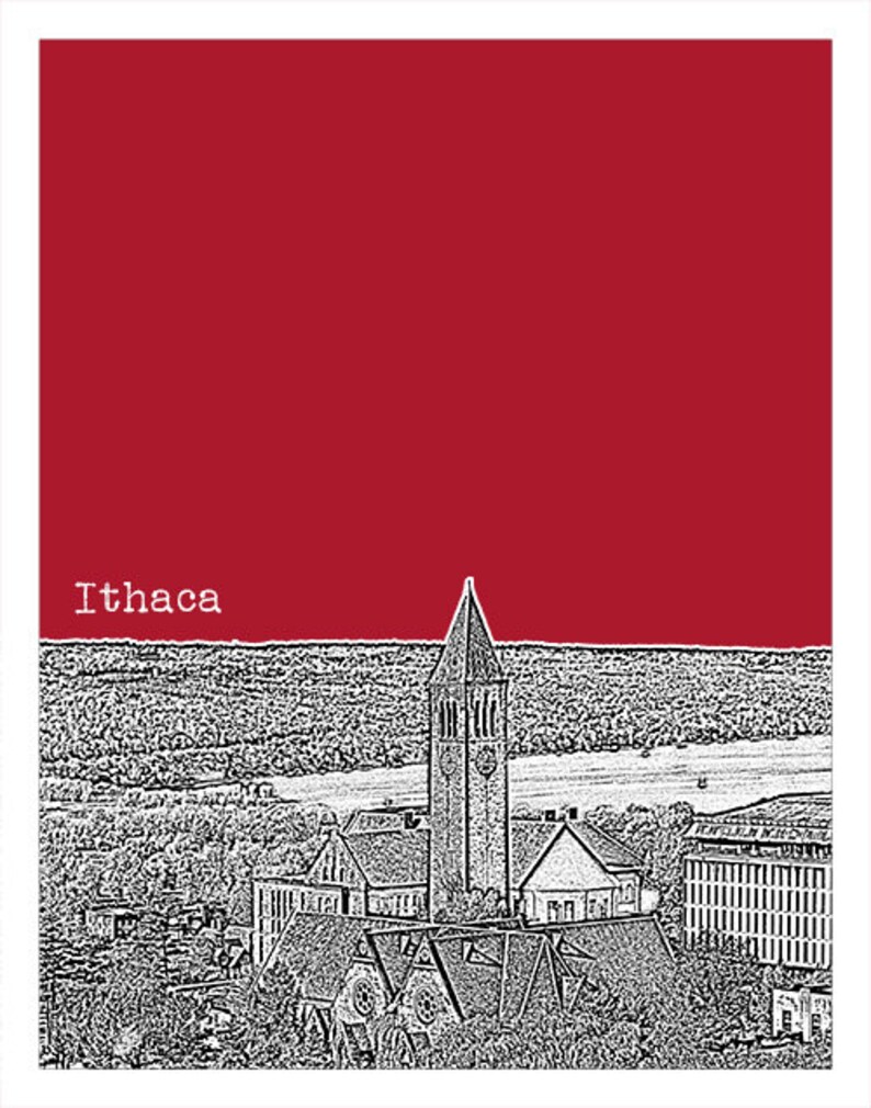 Ithaca New York Poster Print Art Skyline NY Item T1151 - Etsy