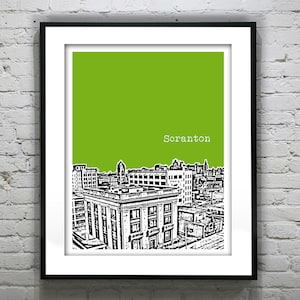 Scranton Poster Print Art Pennsylvania Skyline Downtown Item T2871 - Etsy