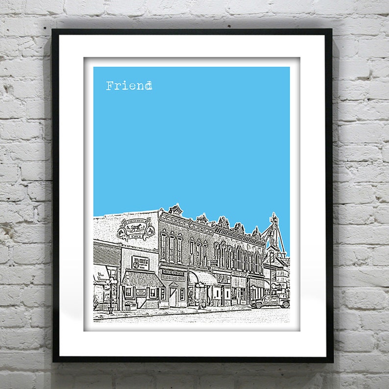 Friend Nebraska Skyline Poster Art Print Downtown NB Version 1 - Etsy