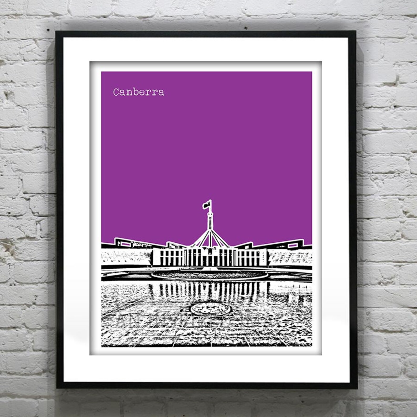 Canberra Australia Poster Art Skyline Print Australian Capital Building ...