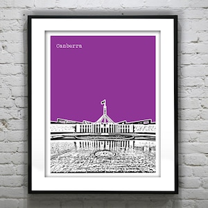 Canberra Australia Poster Art Skyline Print Australian Capital Building ...