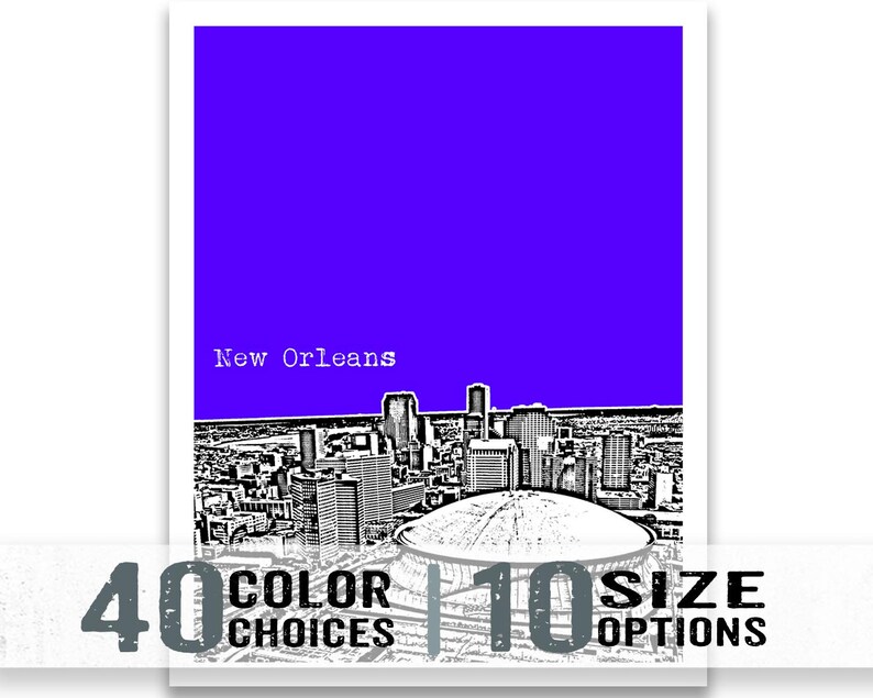 New Orleans Superdome Skyline Poster Art Louisiana Print Item - Etsy
