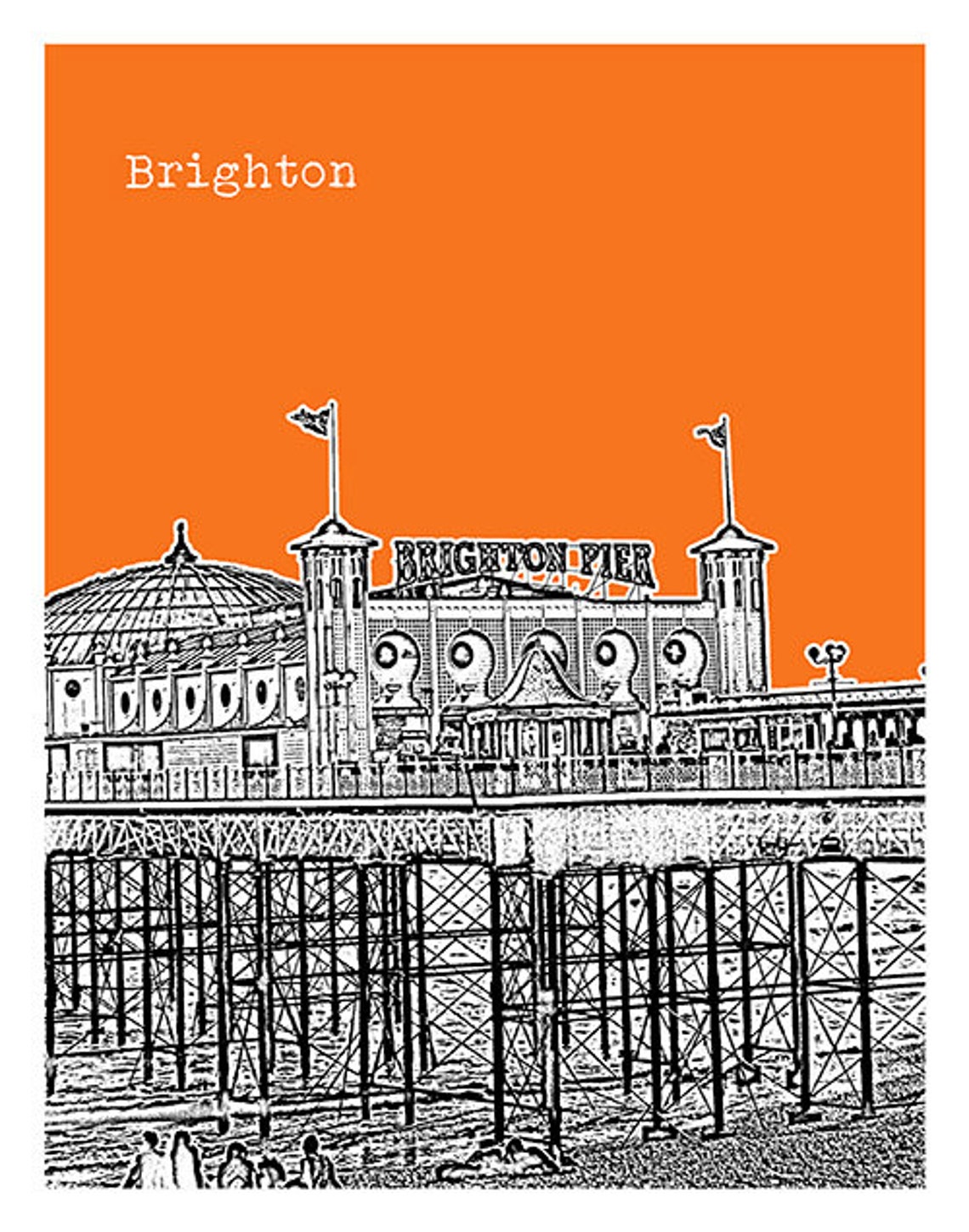 Brighton Pier Skyline Poster Art Print Britain England UK Item - Etsy UK