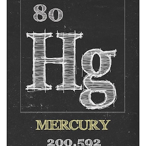 Periodic Table Mercury Poster Art Print Periodic Table of Elements Hg ...