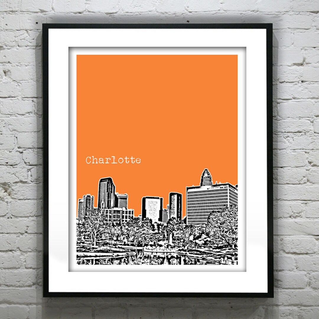 Charlotte North Carolina Poster City Skyline Art Print NC Item T4177 - Etsy