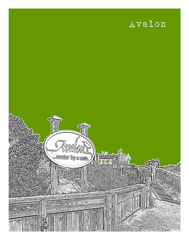 Avalon New Jersey Skyline Poster Print Art NJ Jersey Shore - Etsy