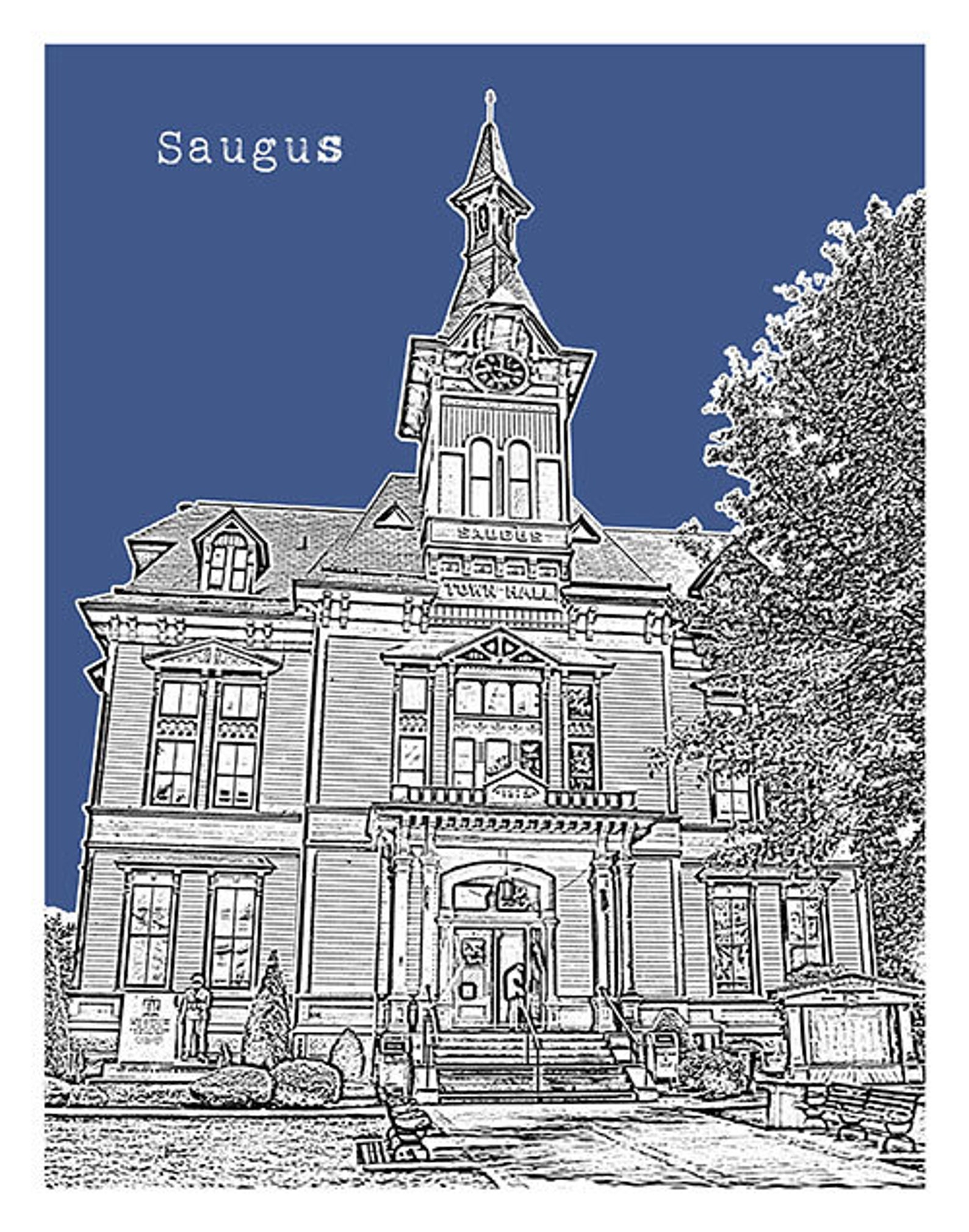 Saugus Skyline Poster Art Print Massachusetts MA Version 1 - Etsy