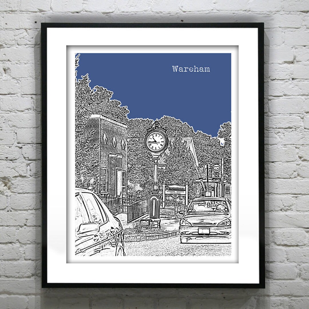 Wareham Massachusetts Skyline Poster Art Print MA Version 1 - Etsy