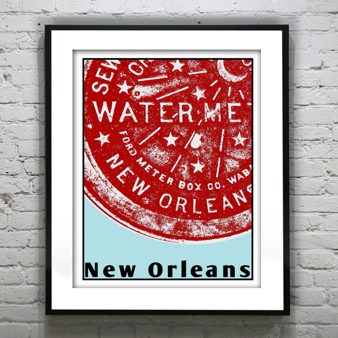 New Orleans Water Meter Art Print Poster NOLA Louisiana Item T4951 - Etsy