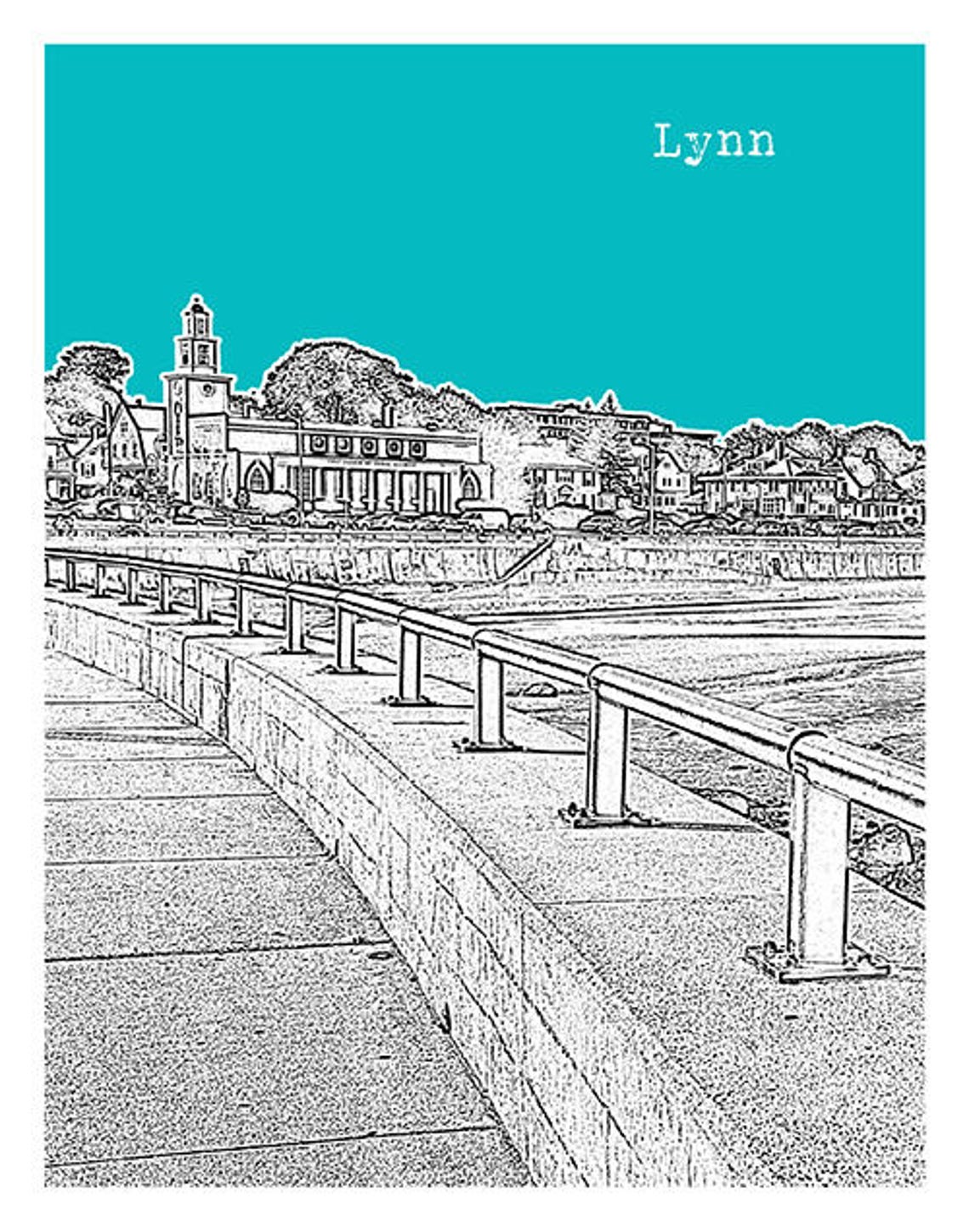 Lynn Massachusetts Skyline Poster Art Print MA Version 4 - Etsy