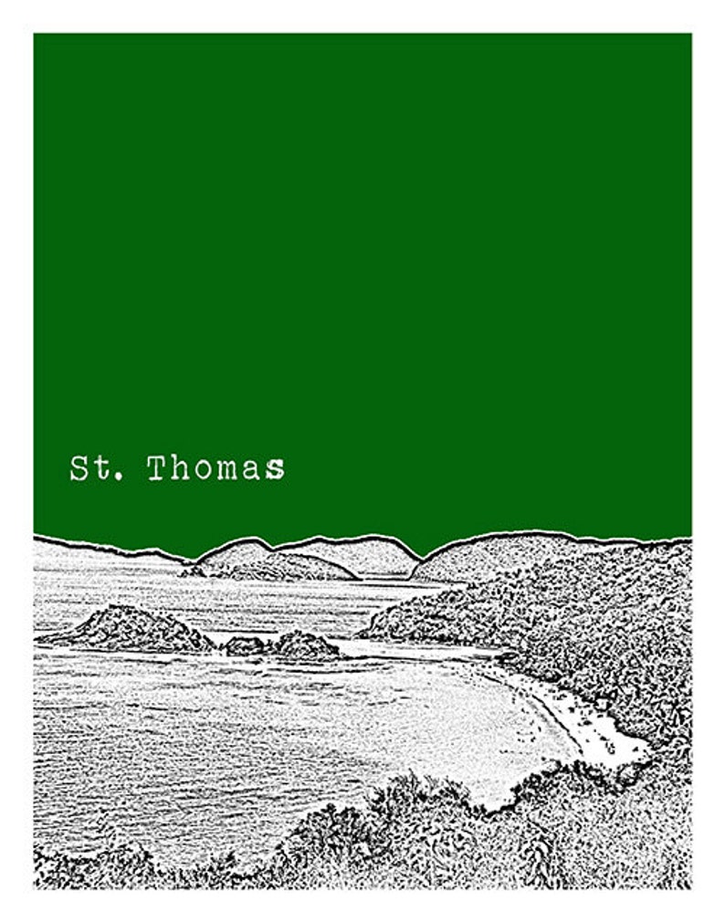 St. Thomas Skyline Poster Art Print Caribbean Island Version 5 - Etsy