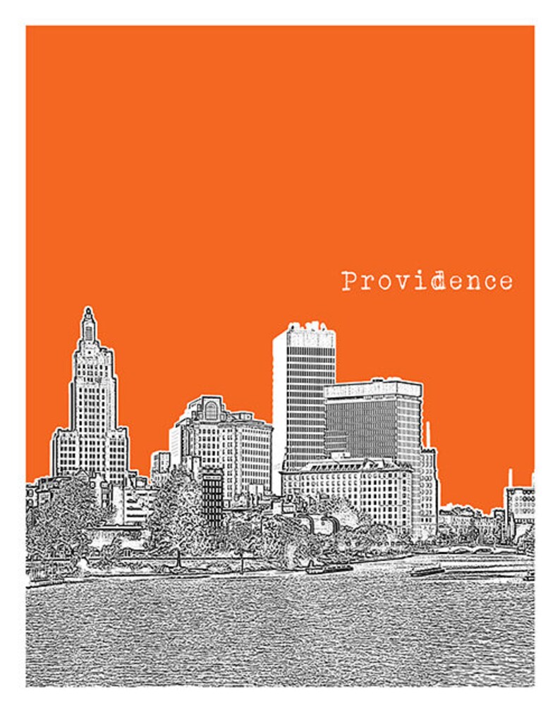 Providence Poster Rhode Island Skyline Art Print RI Item T1226 - Etsy