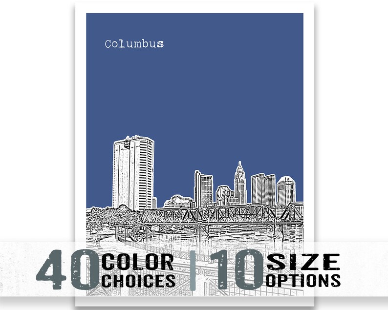 Columbus Poster Print Art Ohio Skyline OH Item T1896 - Etsy