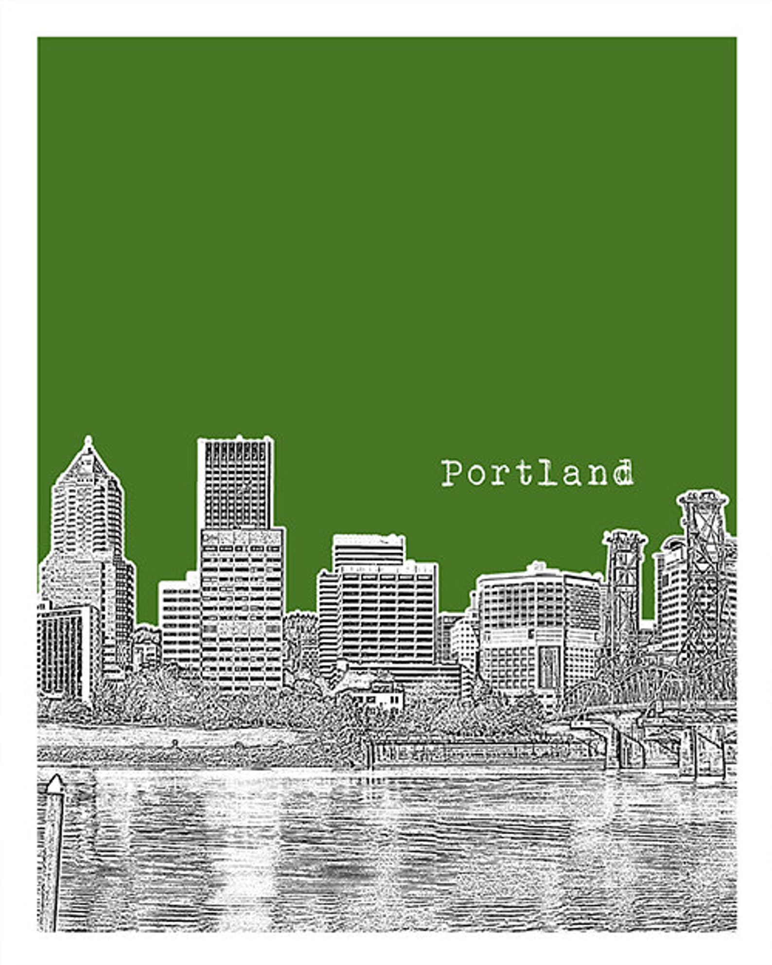 Portland Oregon Skyline Poster Art Print Oregon OR Item T4432 - Etsy