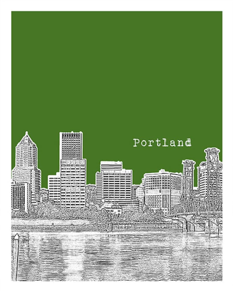 Portland Oregon Skyline Poster Art Print Oregon OR Item T4432 - Etsy