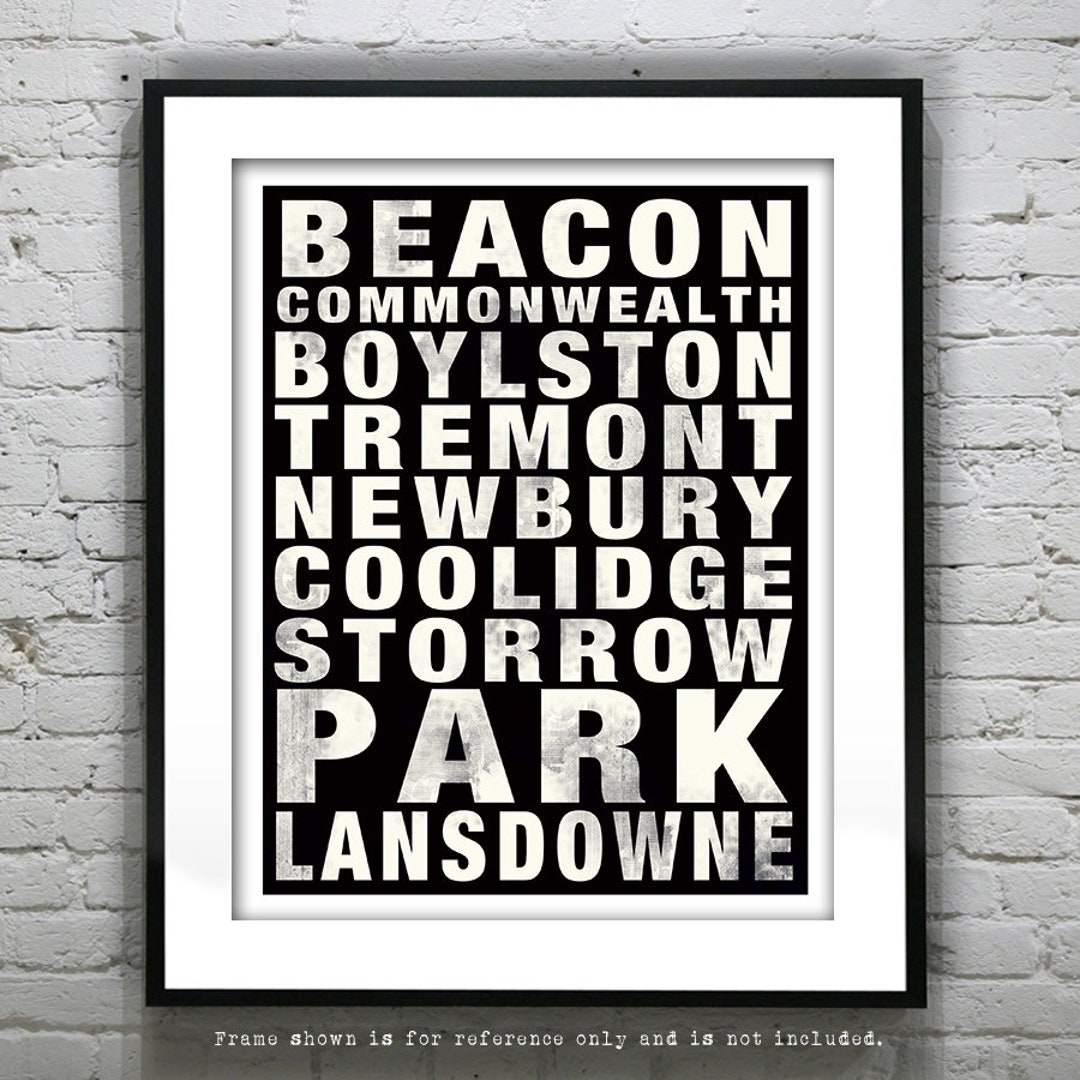 Boston Street Names Subway Poster Massachusetts Art Print MA Item T1346 ...