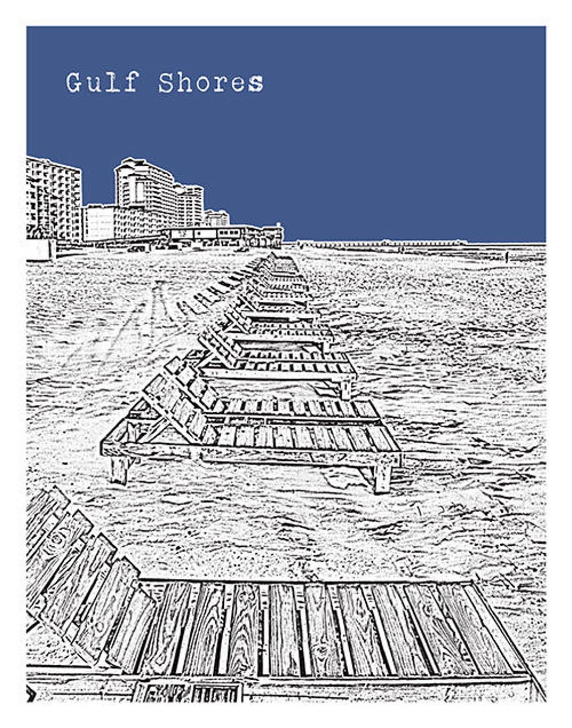 Gulf Shores Alabama Poster Art Print Skyline AL Item T1045 | Etsy