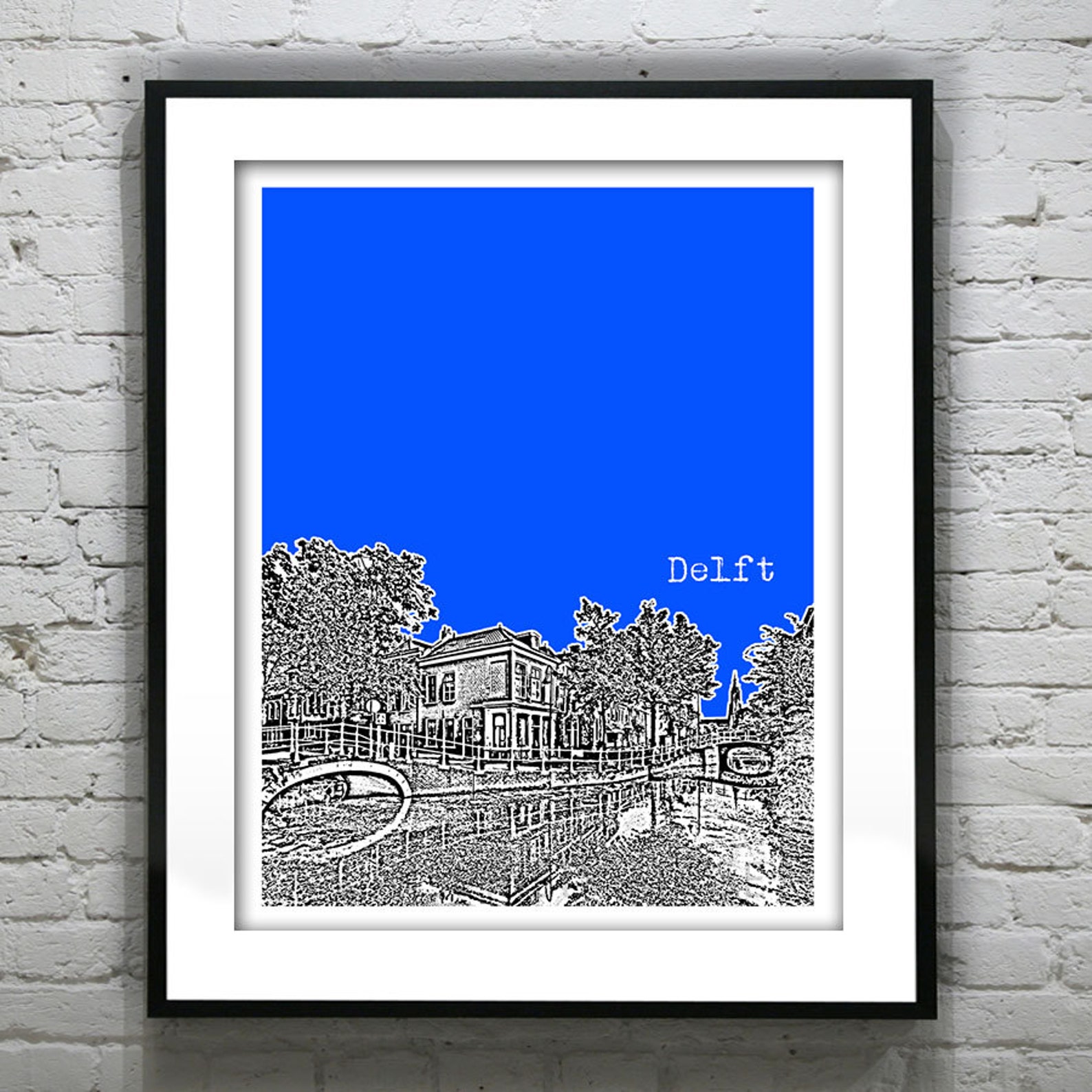 Delft Netherlands City Skyline Poster Art Print | Etsy