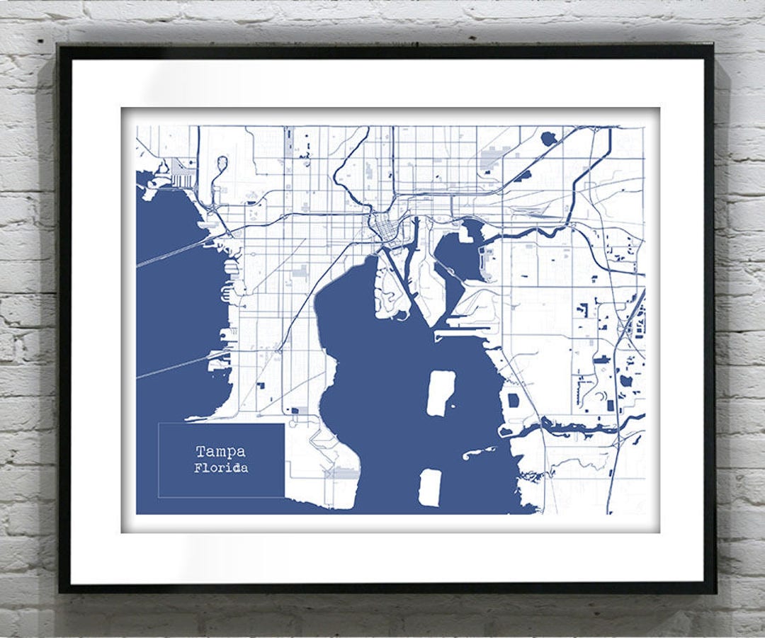 Tampa Florida Blueprint Map Poster Art Print - Several Sizes Available ...