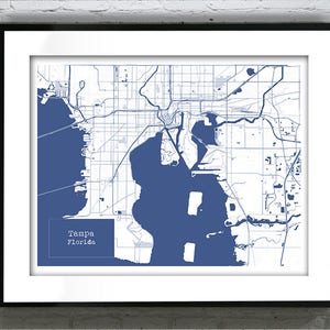Tampa Florida Blueprint Map Poster Art Print - Several Sizes Available ...