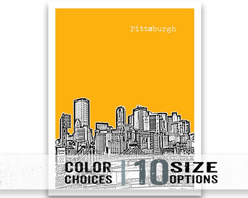 Pittsburgh Skyline Poster Art Print Pennsylvania PA Item T1583 - Etsy