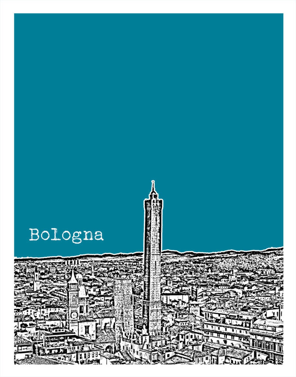 Bologna Italy City Skyline Poster Art Print Europe | Etsy