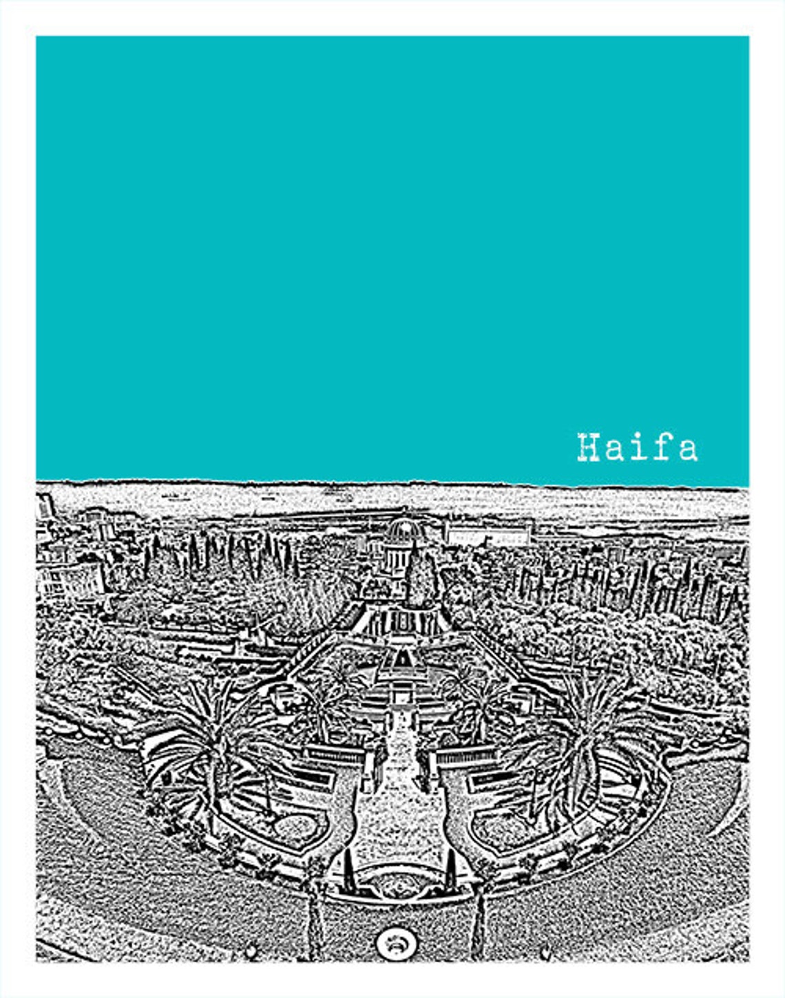 Haifa Skyline Poster Israel Art Print Middle East Item T2594 - Etsy