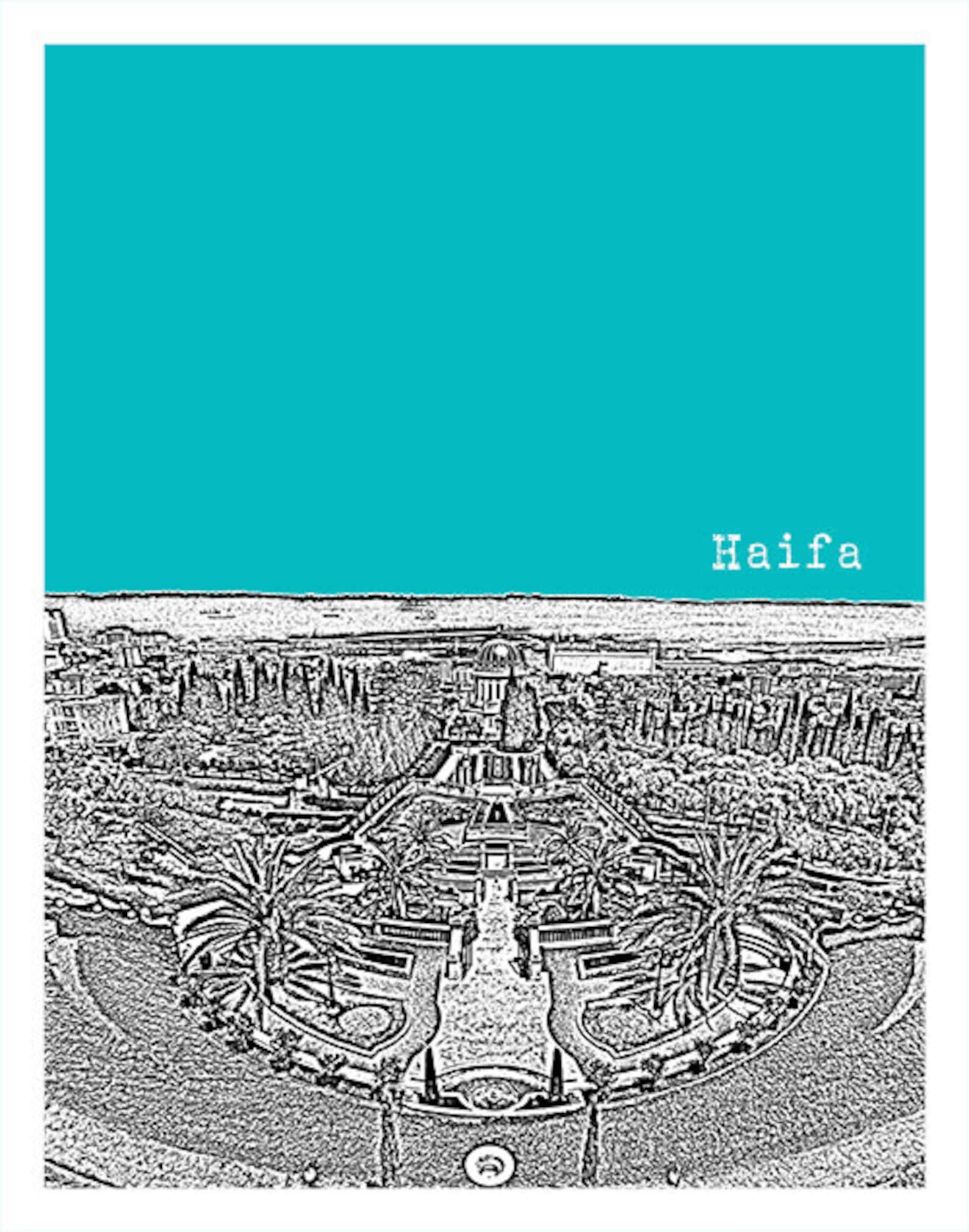 Haifa Skyline Poster Israel Art Print Middle East Item T2594 - Etsy