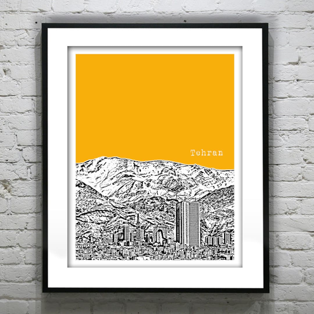 Tehran Poster Art Print City Skyline Tehran Province Iran Milad Tower ...