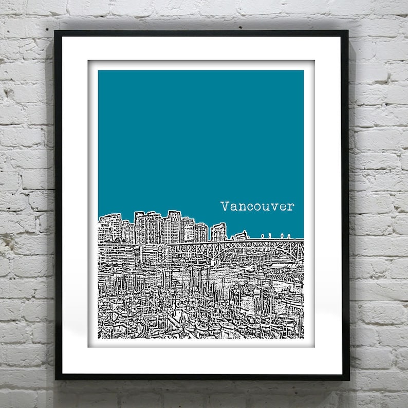 Vancouver BC Poster Print City Skyline Canada Art Print British ...