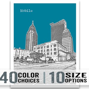 Mobile Alabama Skyline Poster Art Print Item T1814 - Etsy