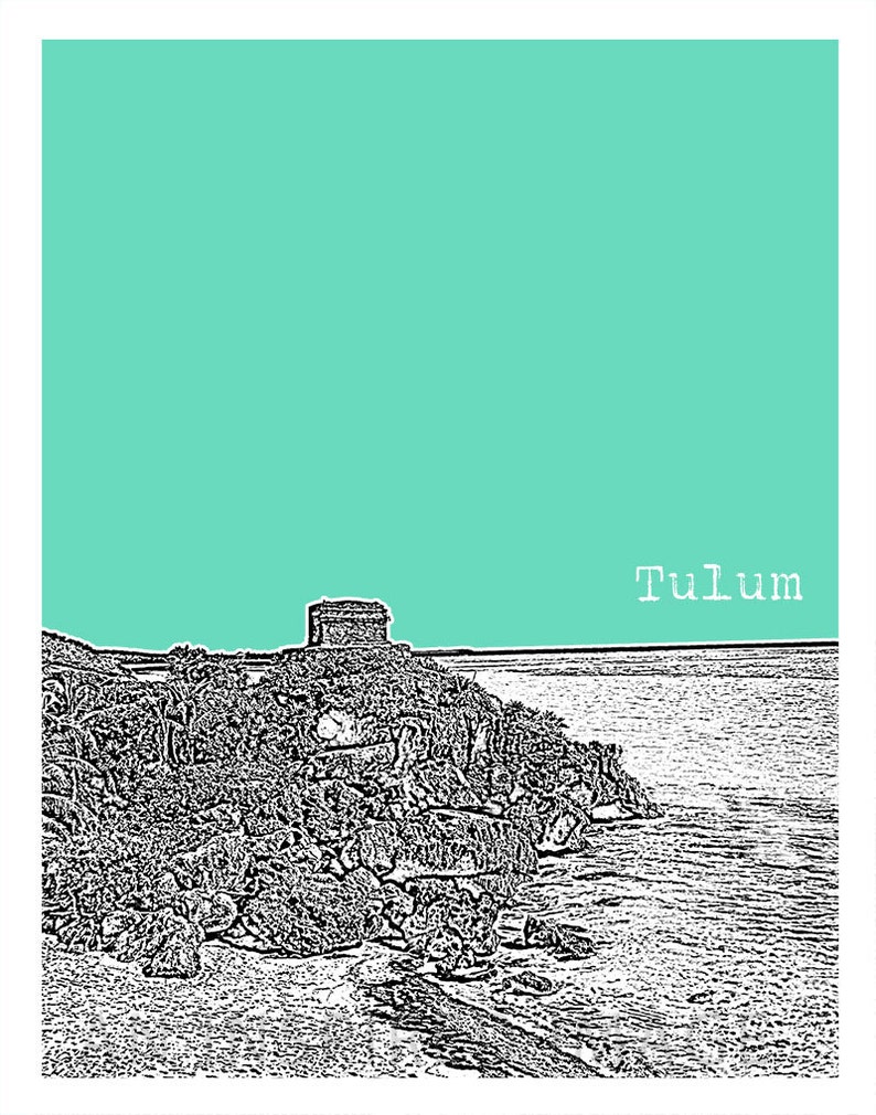 Tulum Mexico Poster Art Skyline Print Item T2914 - Etsy