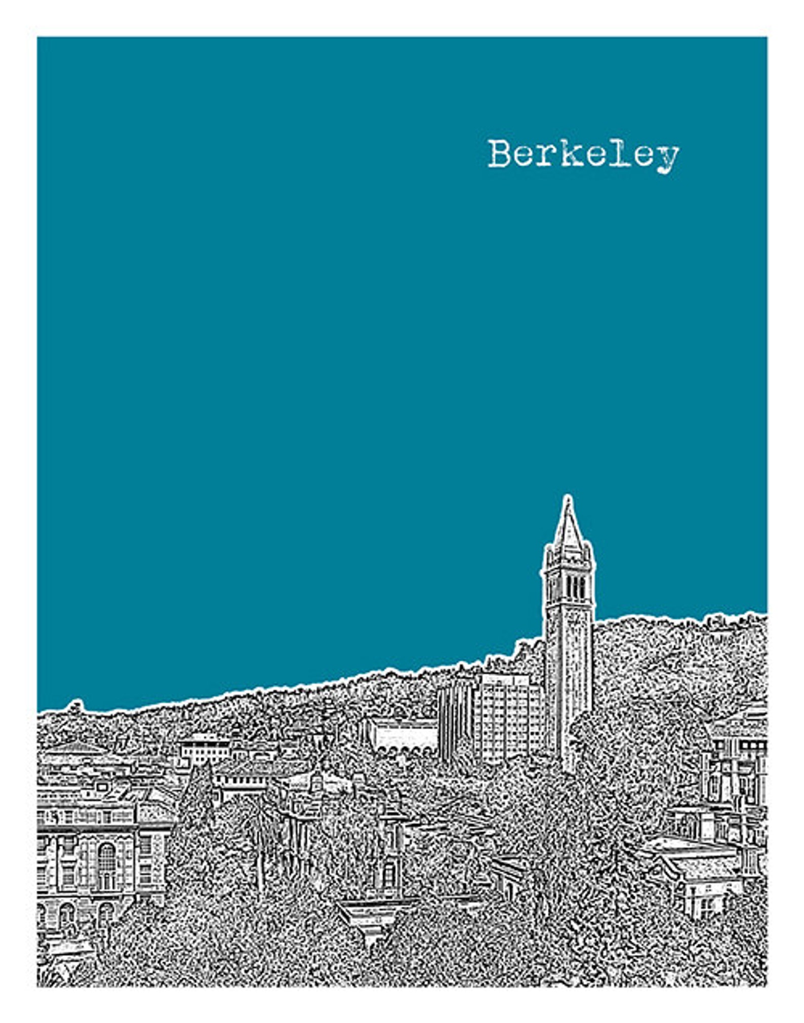 Berkeley Skyline Poster Art Print California CA Item T4562 - Etsy