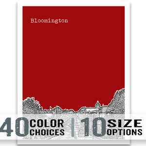 Bloomington Indiana Poster Art Skyline Print Item T1900 - Etsy