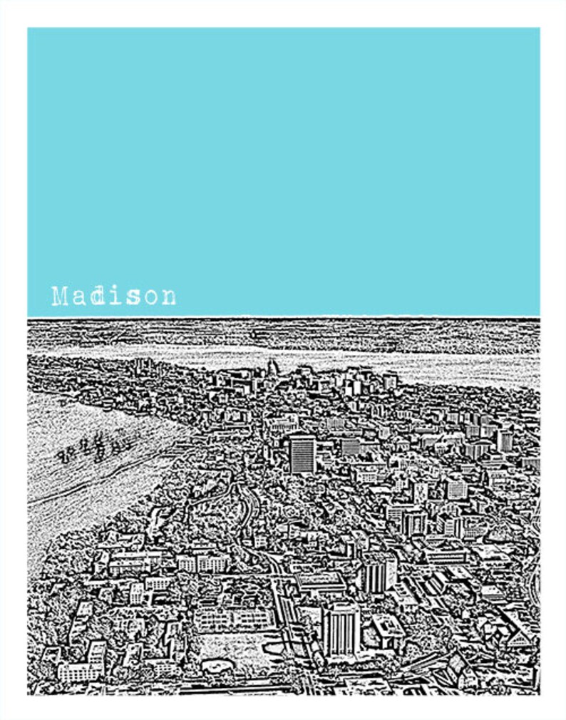 Madison Wisconsin Poster Print Art City Skyline Item T4325 - Etsy