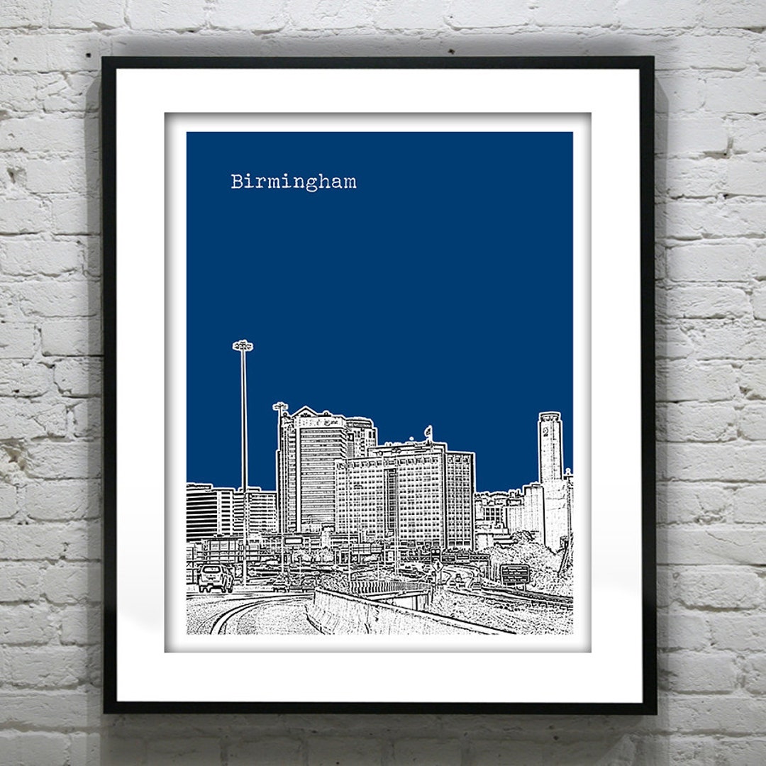 Birmingham Alabama Poster Art Print Skyline Version 1 - Etsy
