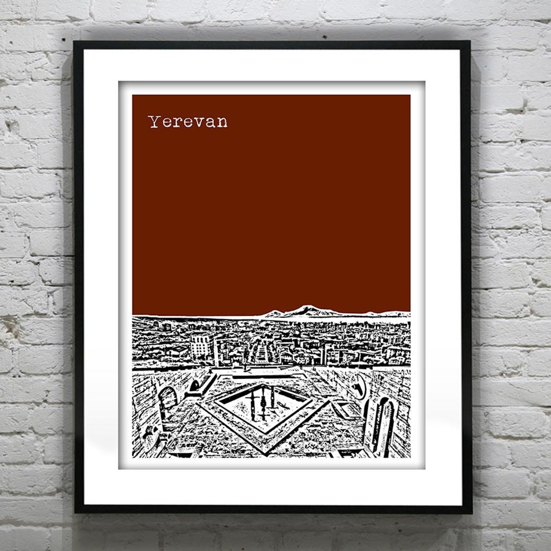 Yerevan Armenia Poster Art Print Skyline View of Yerevan and Mount ...