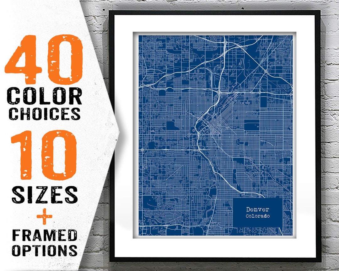 Denver Colorado Blueprint Map Poster Art Print Item T1879 - Etsy