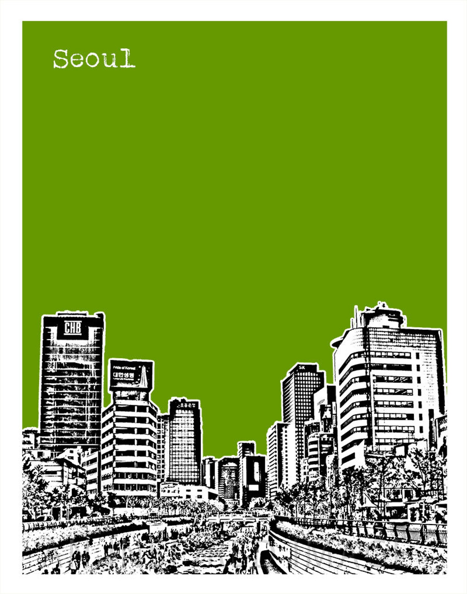 Seoul South Korea Skyline Poster Art Print Travel - Etsy
