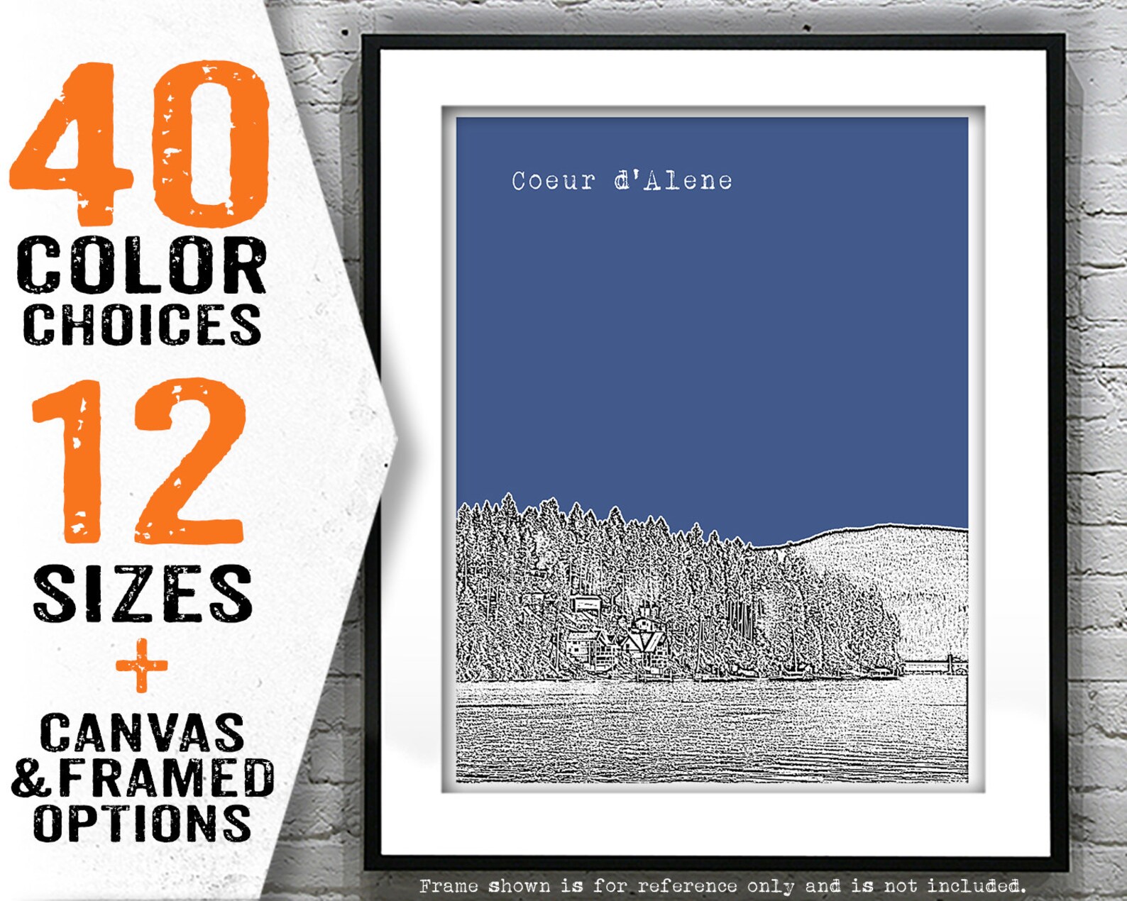 Coeur d'Alene Tubbs Lake Idaho Poster Art City Skyline | Etsy