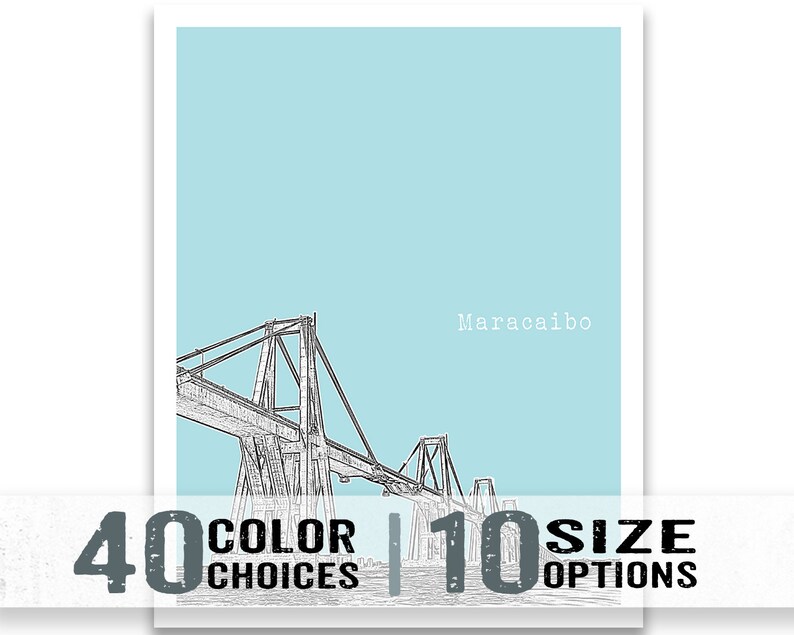 Maracaibo Venezuela Poster Print Skyline Art Item T2041 - Etsy