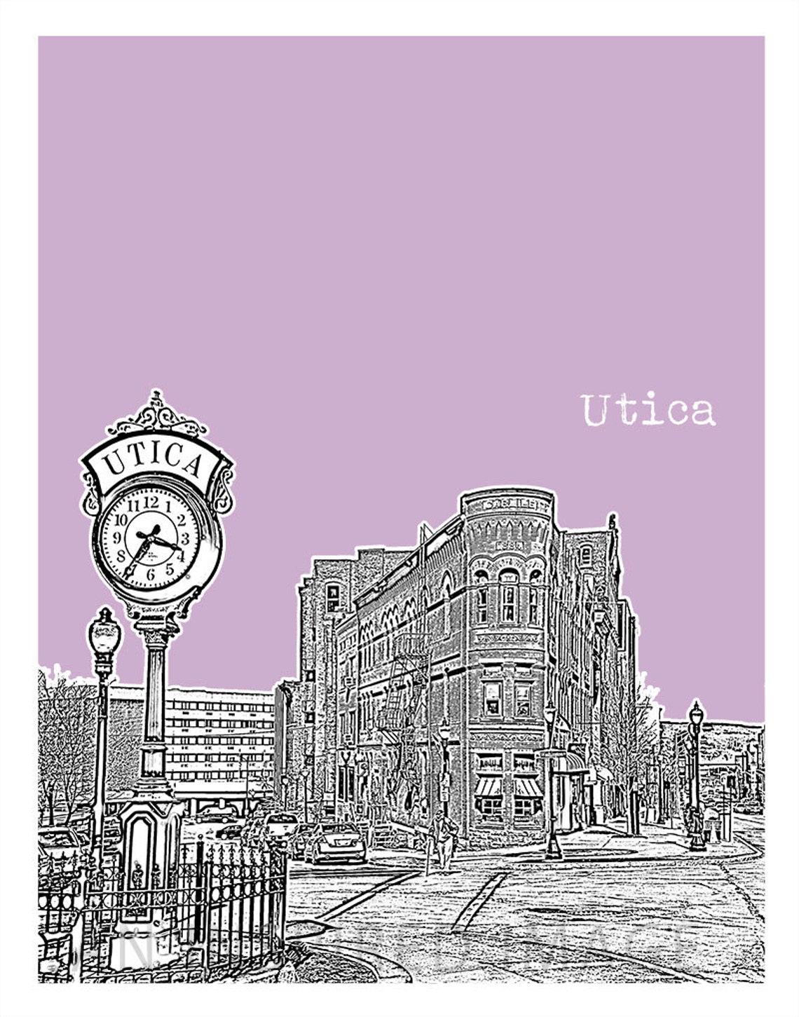 Utica New York Poster Print Art Skyline NY Item T1134 - Etsy