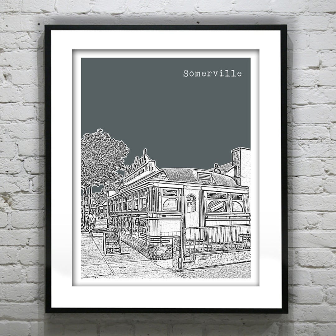 Somerville Davis Square Skyline Poster Art Print Somerville ...