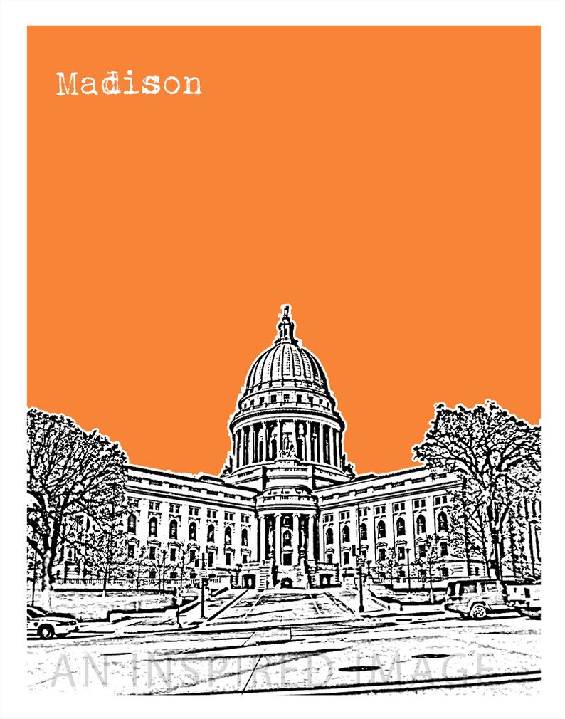 Madison Wisconsin Poster Print Art Skyline Item T4327 - Etsy